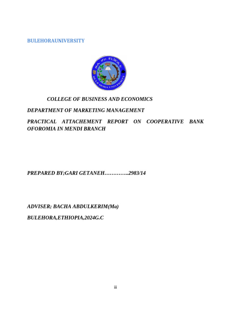 GARI GETANEH @practical Attachment | PDF | Cooperative | Ethiopia