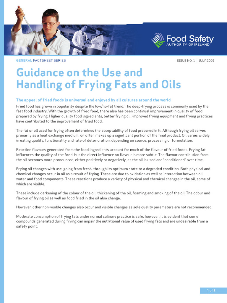 Guidance Use Handling Frying Fats Oils | PDF | Fat | Frying