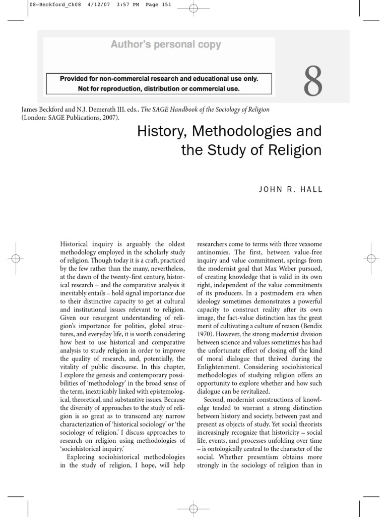 History Methodologies and The Study of | PDF | Sociology | Religious ...