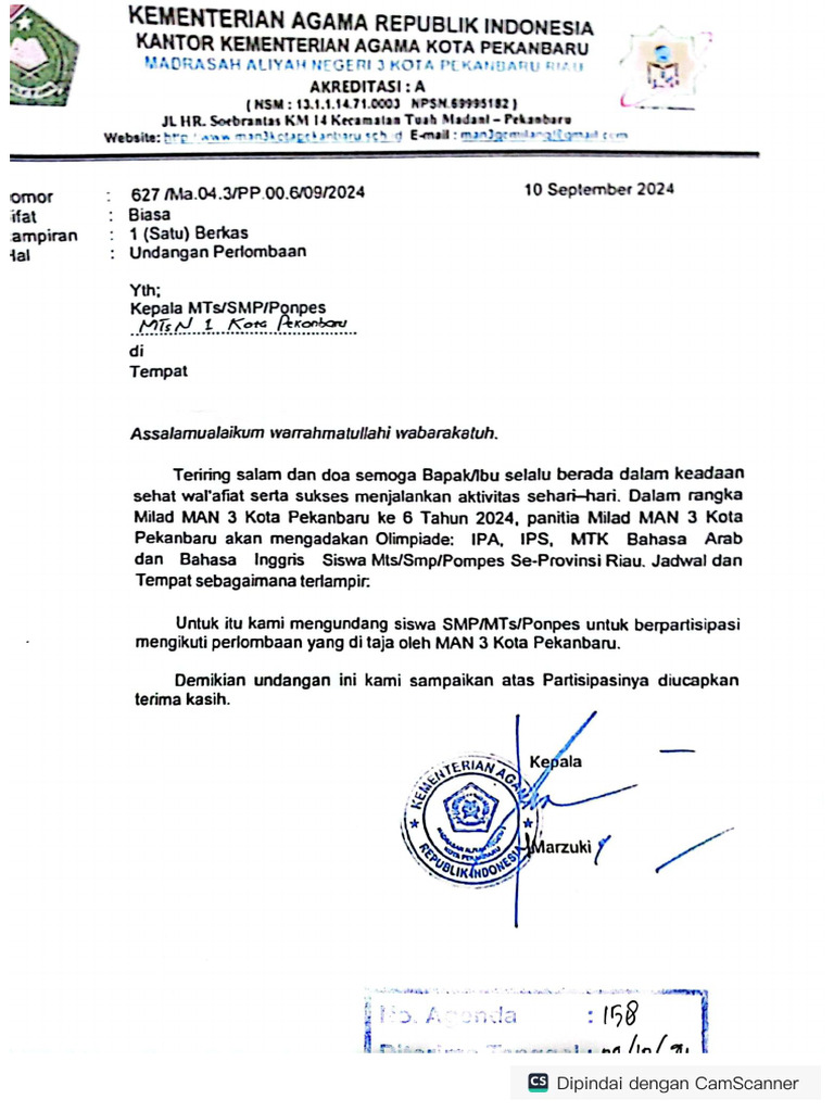 Olimpade MAPEL IPA, IPS MTK, B.ARAB, Dan B.ING MILAD KE MAN 3 PEKANBARU ...