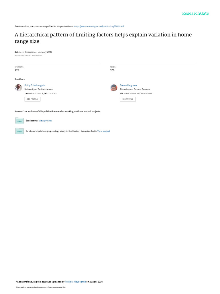 A Hierarchical Pattern of Limiting Factors Helps Explain Variation in ...