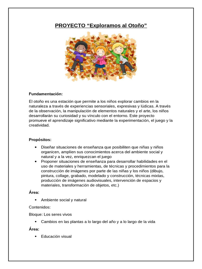 Exploración Sensorial del Otoño Infantil | PDF | Dibujo | Enseñando