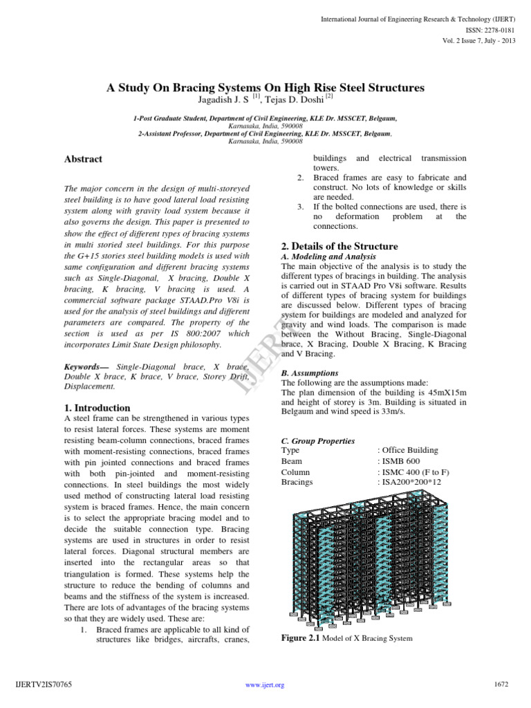 A Study On Bracing Systems On High Rise | PDF | Beam (Structure ...