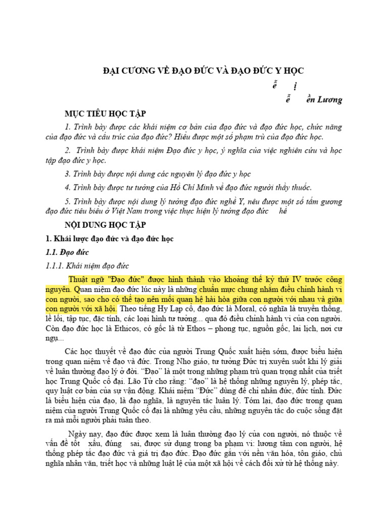 LEC1+2. Dai cuong ve dao duc va dao duc y hoc | PDF