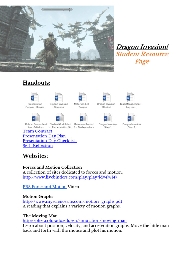 Student Resource Page Dragon Invasion | PDF | Force | Newton's Laws Of ...