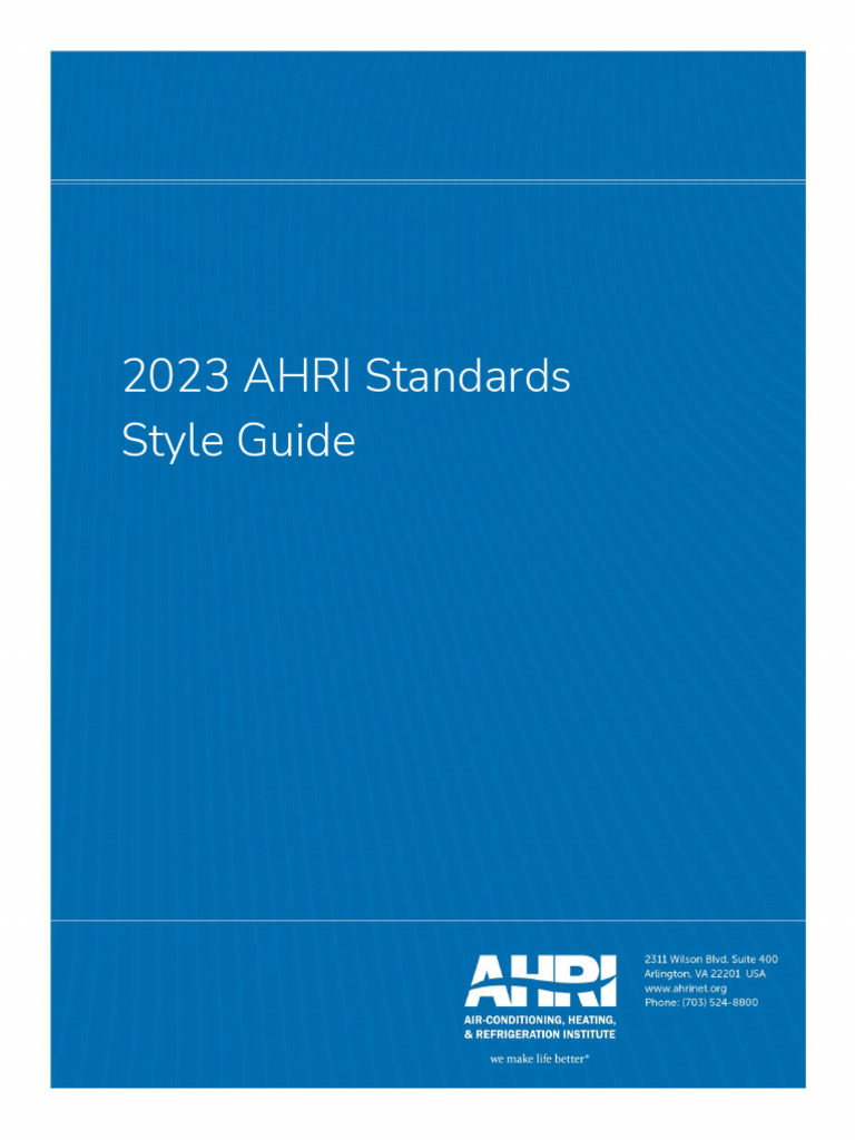 AHRI Standards Style Guide 2023 | PDF | Book Design | Addendum