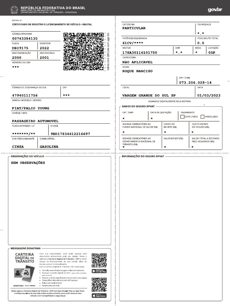 Documento Carro Digital | PDF