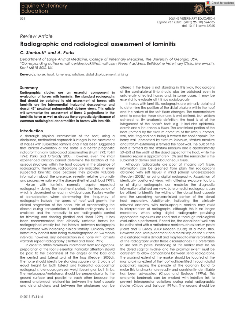 Radiographic and Radiological Assessment of Laminitis | PDF ...