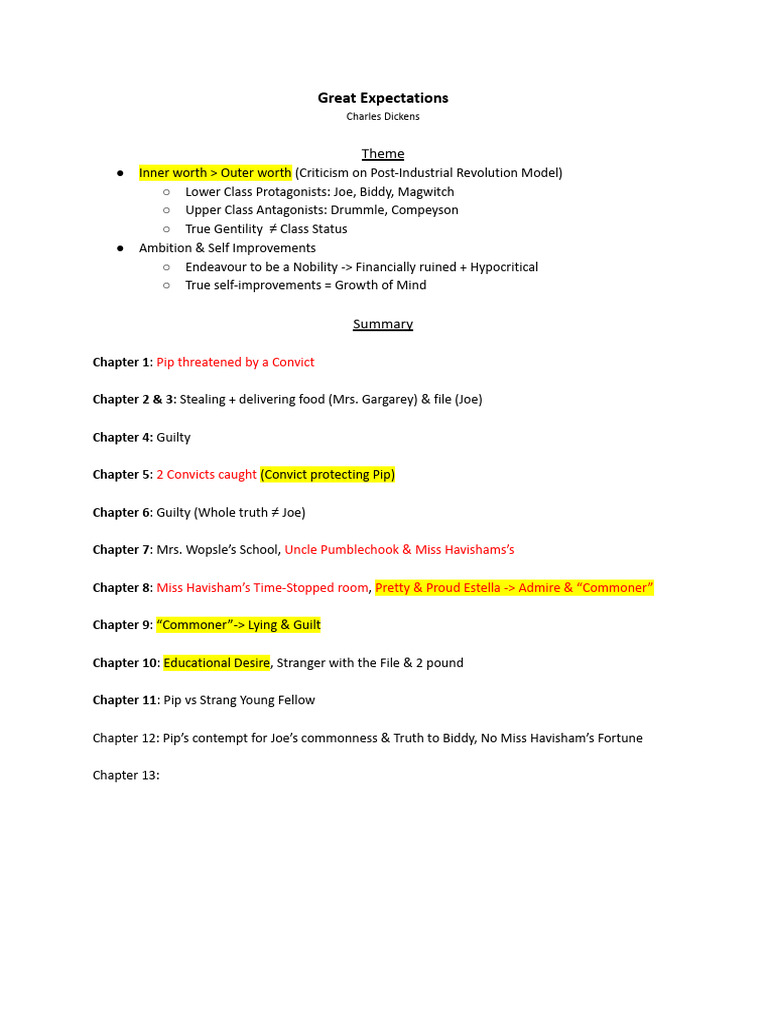 Great Expectations: Inner vs Outer Worth | PDF | Great Expectations ...