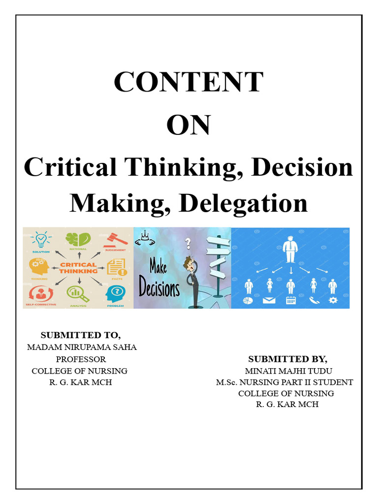 CONTENT On Critical Thinking, Decision Making, Delegation | PDF ...