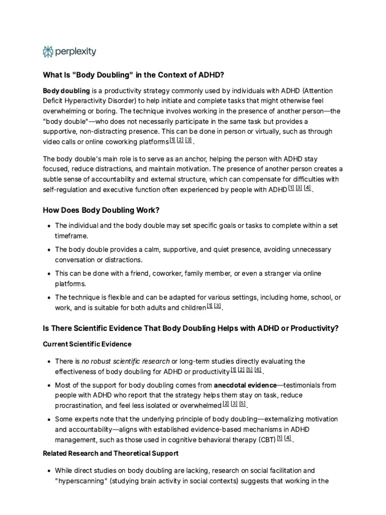 What Is - Body Doubling - in The Context of ADHD | PDF | Attention ...