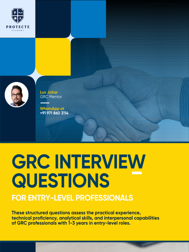 GRC Interview Questions For Entry Level Professionals | PDF | Governance | Regulatory Compliance