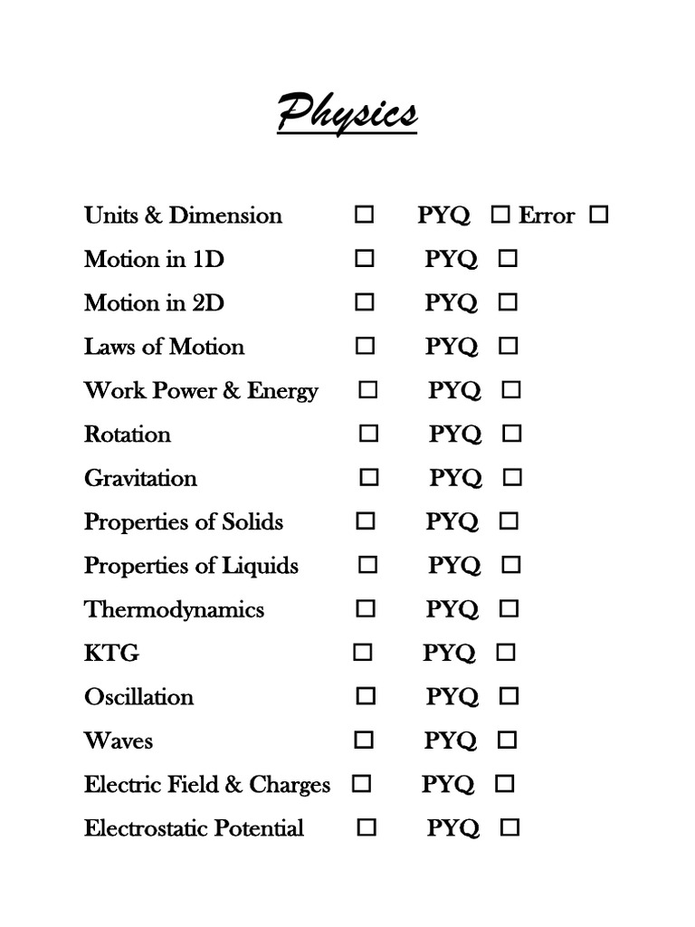Physics Overall Planner | PDF