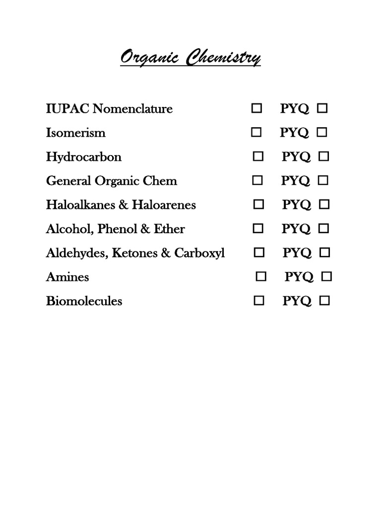 Organic Chemistry Overall Planner | PDF