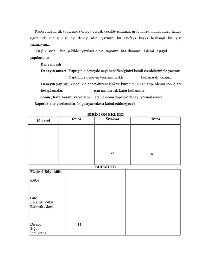 Rapor yapılış fzk zyf | PDF