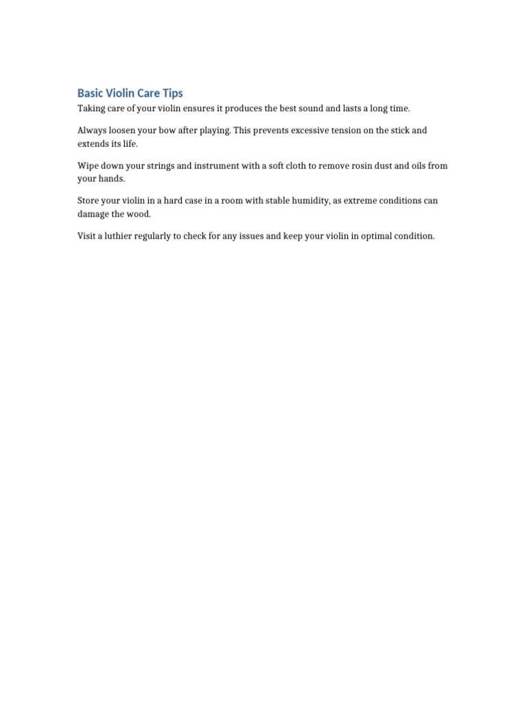 Essential Violin Care Tips | PDF