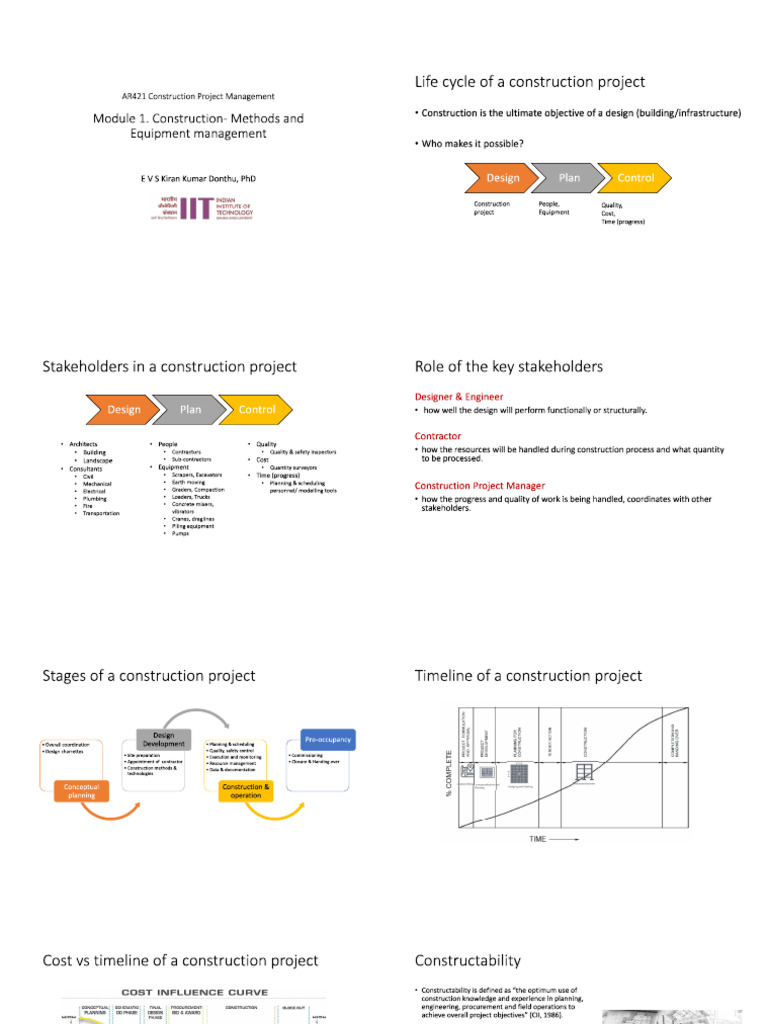 Module1_AR421_Construction Methods and Equipment management | PDF