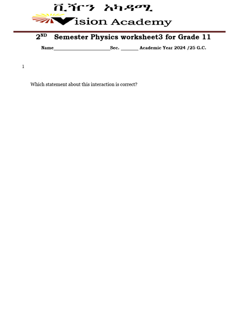 2ND Sem Physics WS3 For G11 | PDF | Collision | Electric Field