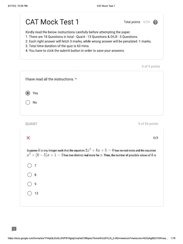CAT Mock Paper | PDF