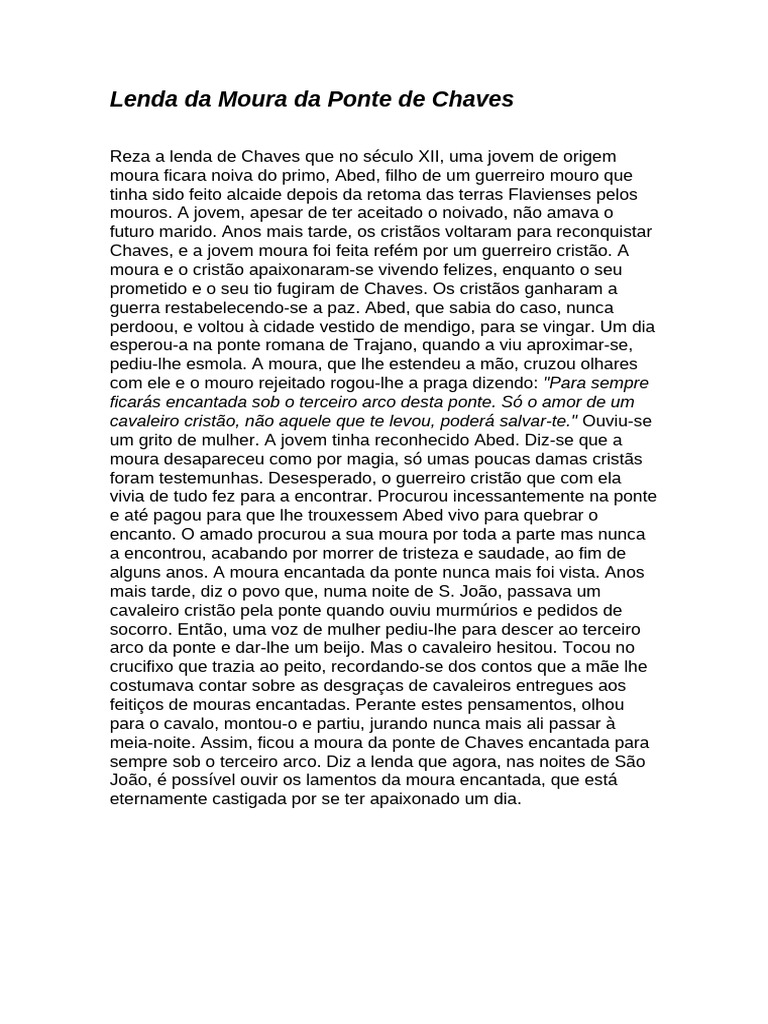 Lenda Da Moura Da Ponte de Chaves | PDF