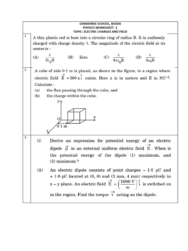 Xii Phy WK 1 Electric Charges-1 | PDF
