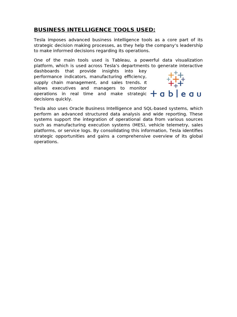 BUSINESS INTELLIGENCE TOOLS USED | PDF