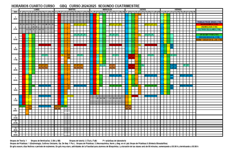 Horario 4º GBQ 2024 25 2C | PDF