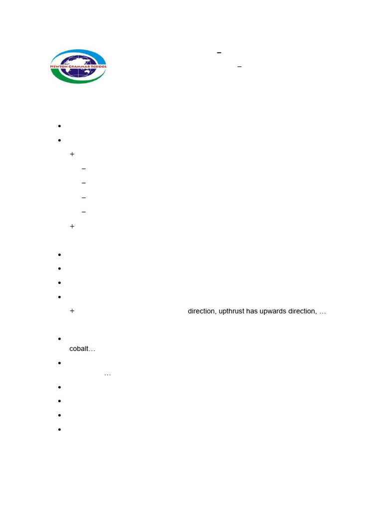 24-25 S2 - 6a - Science - Revision | PDF | Force | Gravity