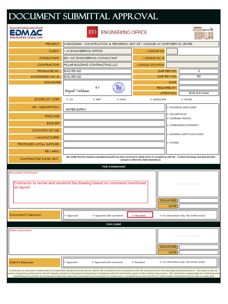 RAK Mosque Water Supply Drawing | PDF | Water Heating | Specification ...