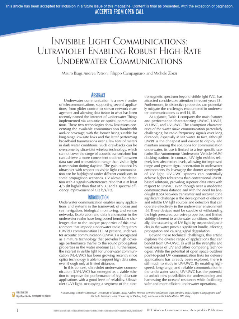 Invisible Light Communications Ultraviolet Enabling Robust High-Rate ...