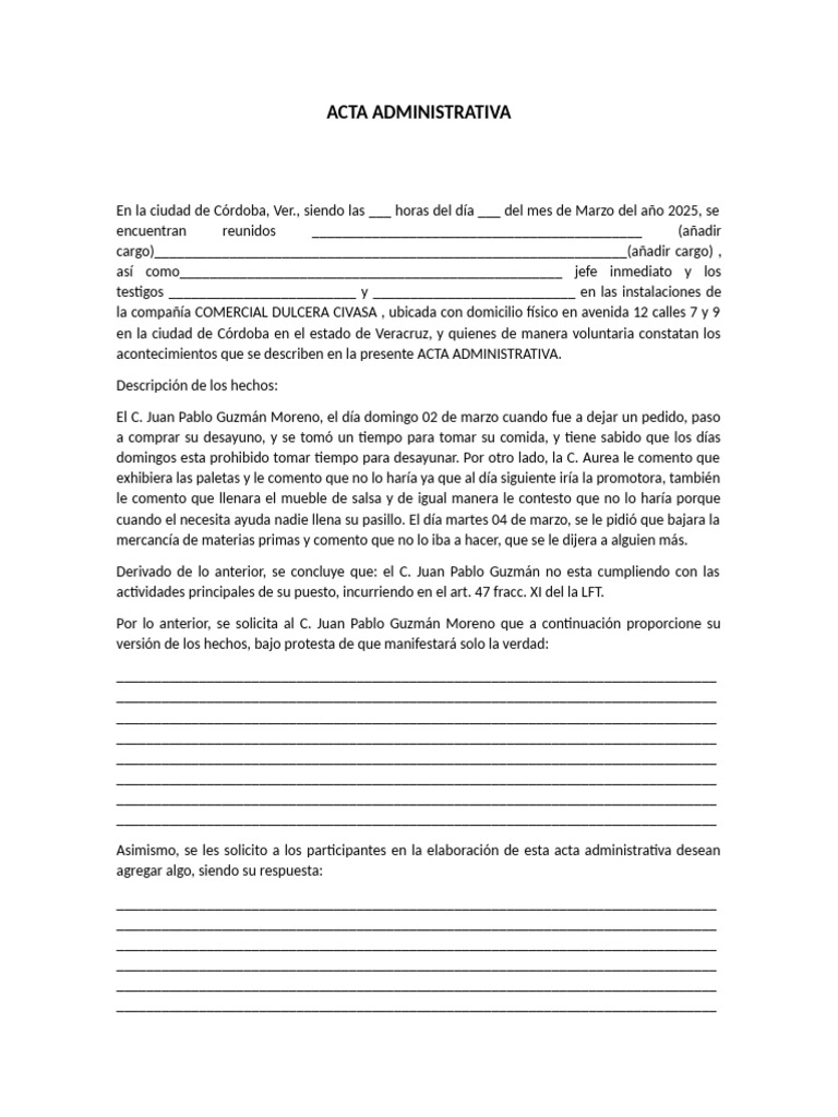 Acta Administrativa | PDF