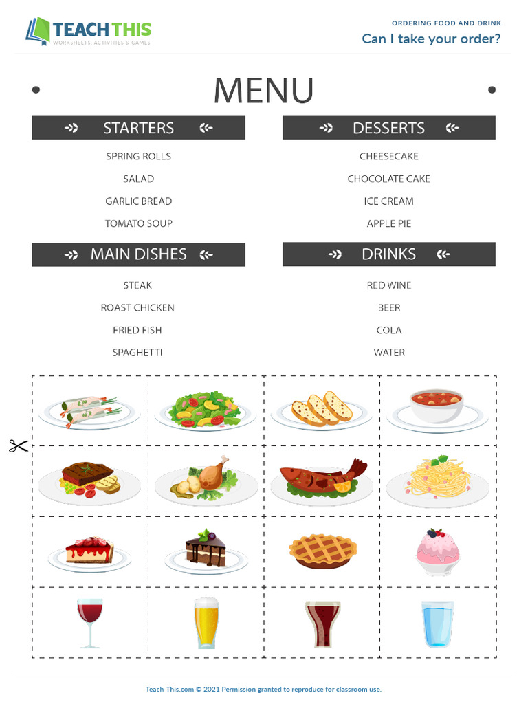Food Ordering Activities | PDF