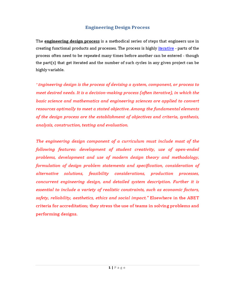 Engineering Design Process 14.09.2024 | PDF | Engineering Design ...
