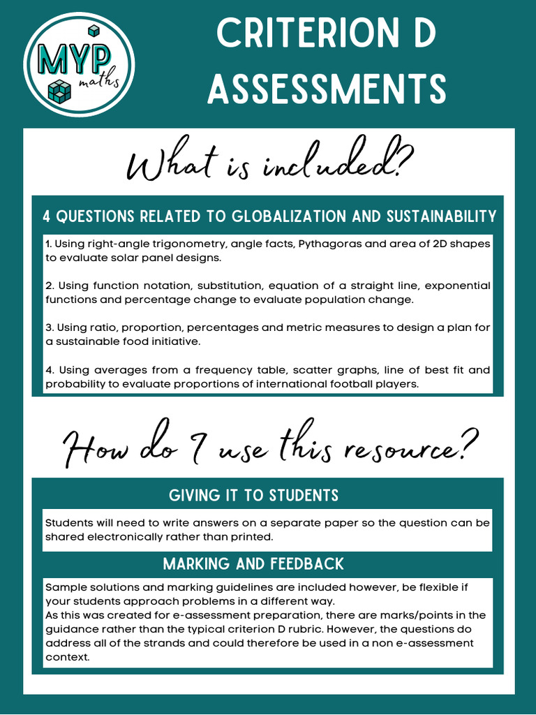 What Is Included?: Criterion D Assessments | PDF | Diet (Nutrition ...