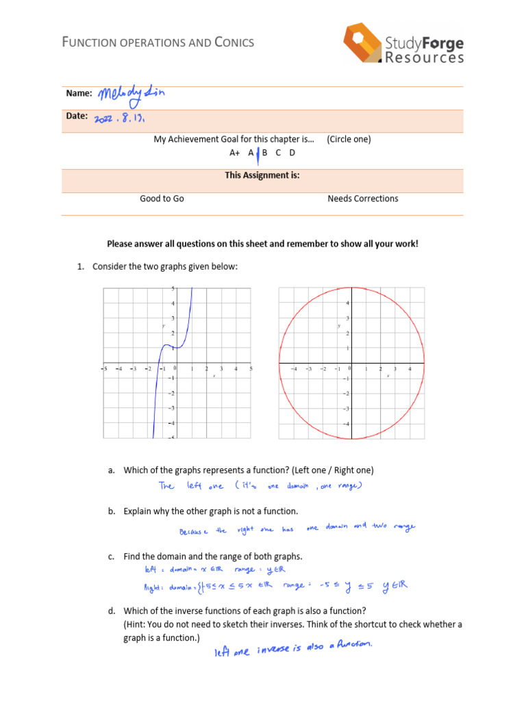 Functions Operations and Conics | PDF | Function (Mathematics) | Asymptote