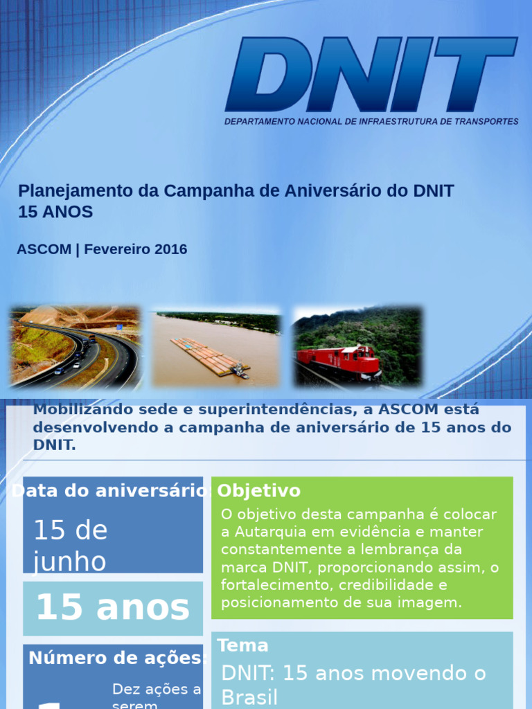 Campanha DNIT: 15 Anos de Conquistas | PDF | Comunicação