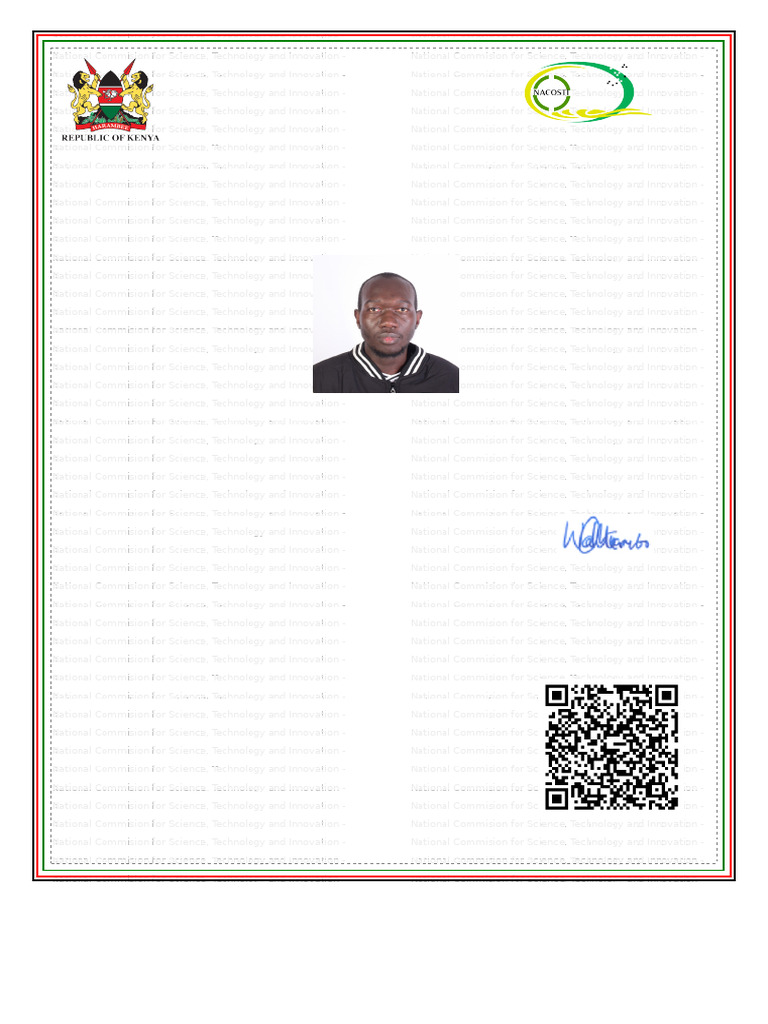Research Permit NACOSTI P 25 415048 | PDF | License