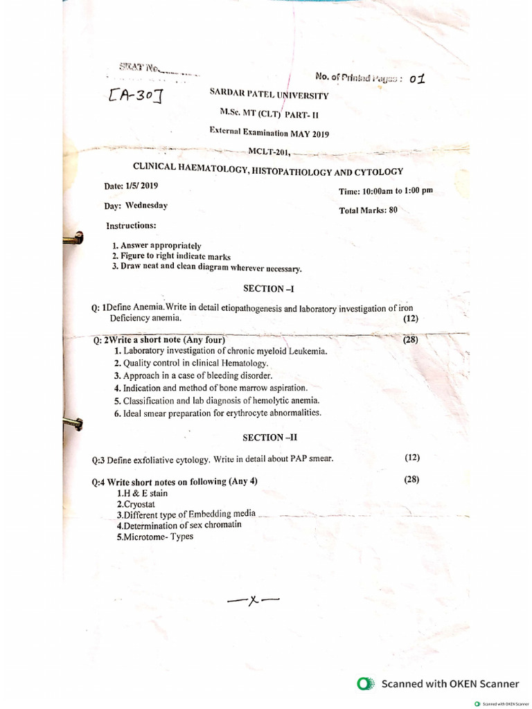 MSC MLT PART 2 Paper (1) - 16 | PDF