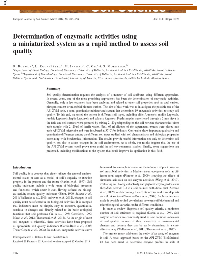 Determination of Enzymatic Activities Using | PDF | Soil | Enzyme