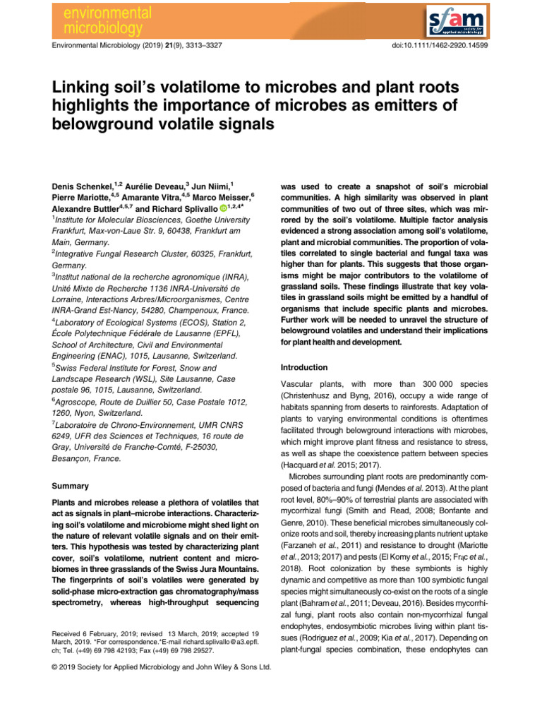 Linking Soil's Volatilome To Microbes and Plant Roots | PDF | Root | Soil