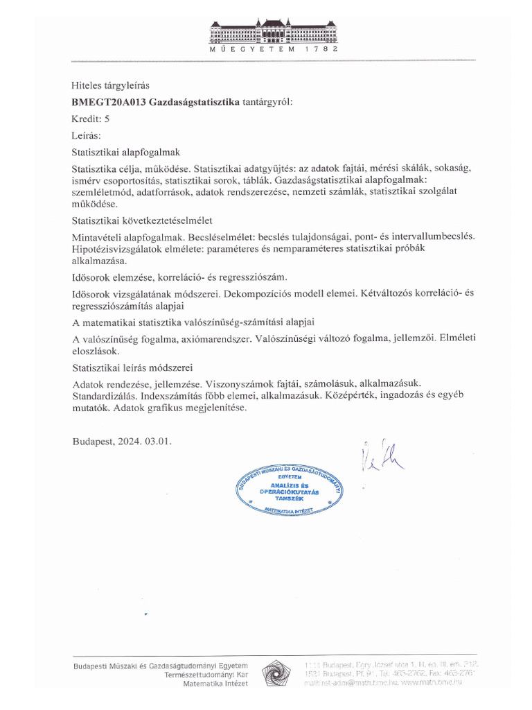 Általános statisztika 2 ALKA2BB03 | PDF