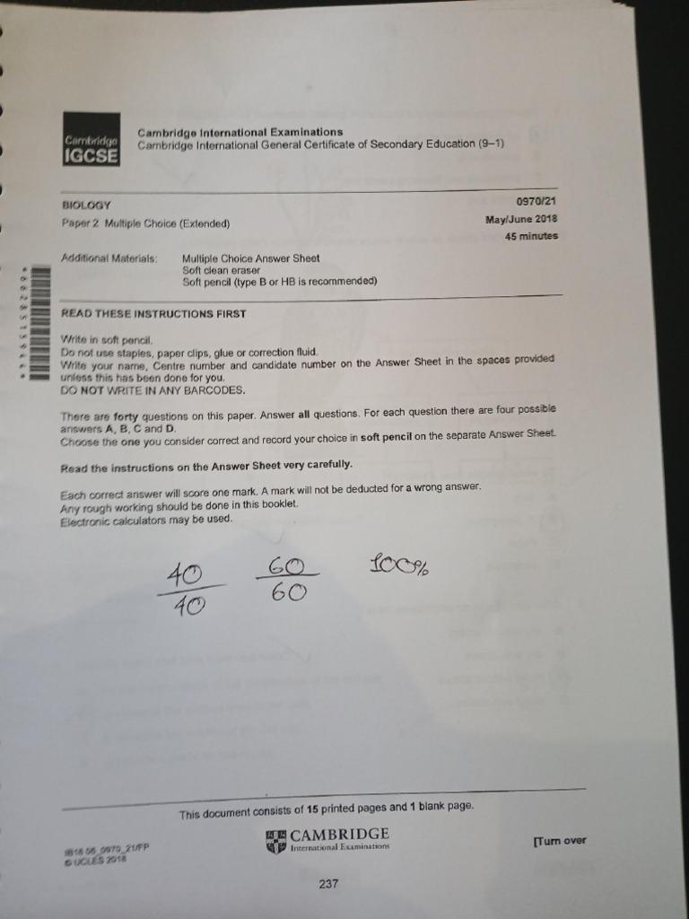 Biology MayJune 2018 Paper 2 Variant 1 | PDF | Sexual Reproduction | Ploidy