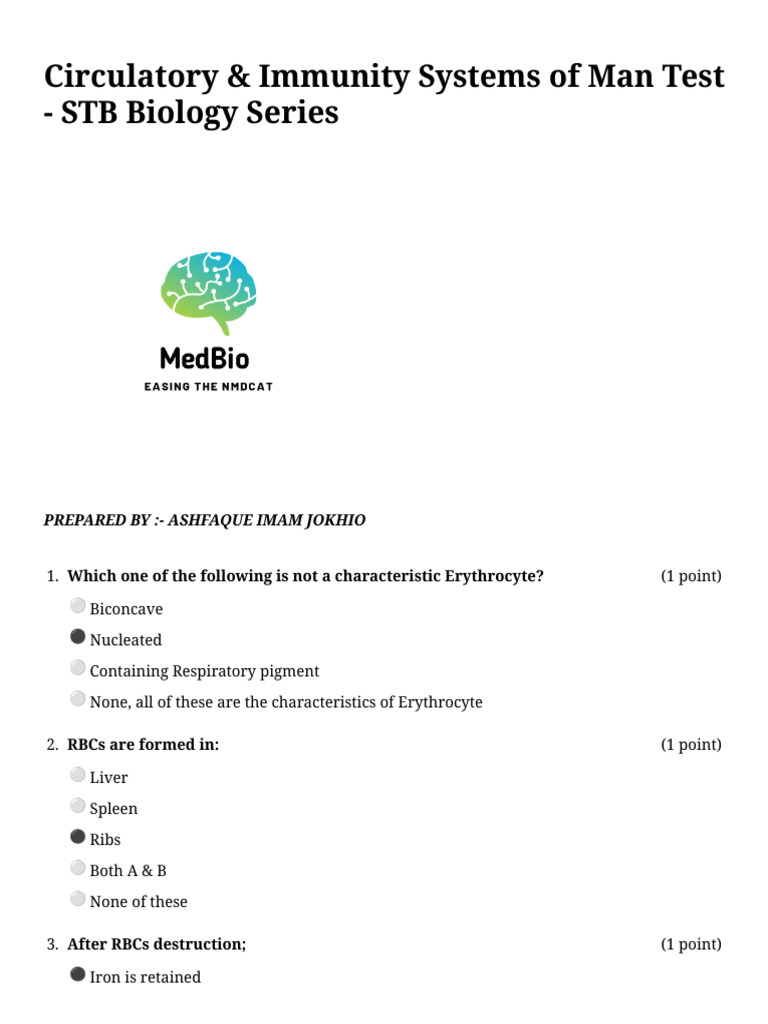 (Revised) STB Bio Test-05 | PDF | Atrium (Heart) | Heart Valve