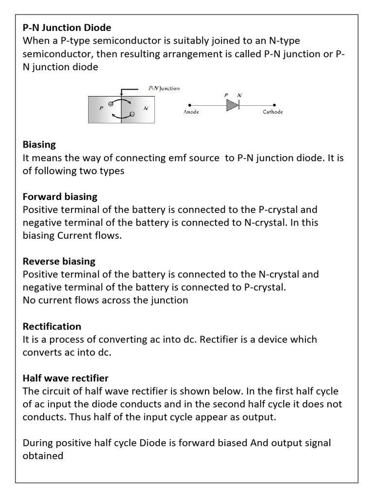 P-N Junction Diode and Rectification Methods | PDF