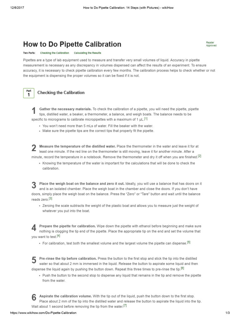 Pipette Calibration: Step-by-Step Guide | PDF | Calibration | Volume