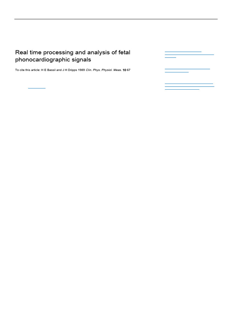 Real-Time Processing and Analysis of Fetal Phonocardiographic Signals | PDF | Signal To Noise ...