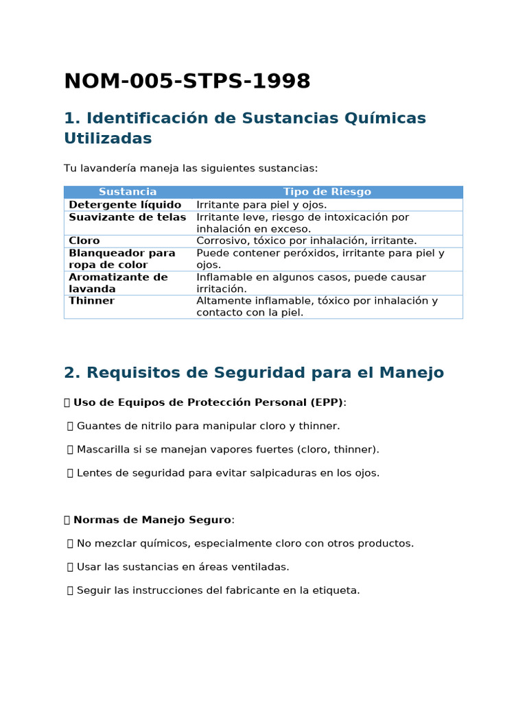 Nom 005 STPS 1998 | PDF | Cloro