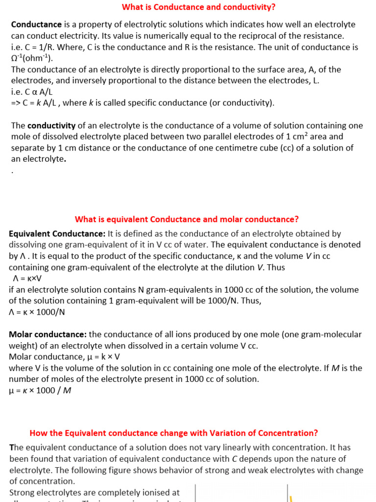 Lecture-11 Conductance & Conductivity | PDF | Acid Dissociation ...