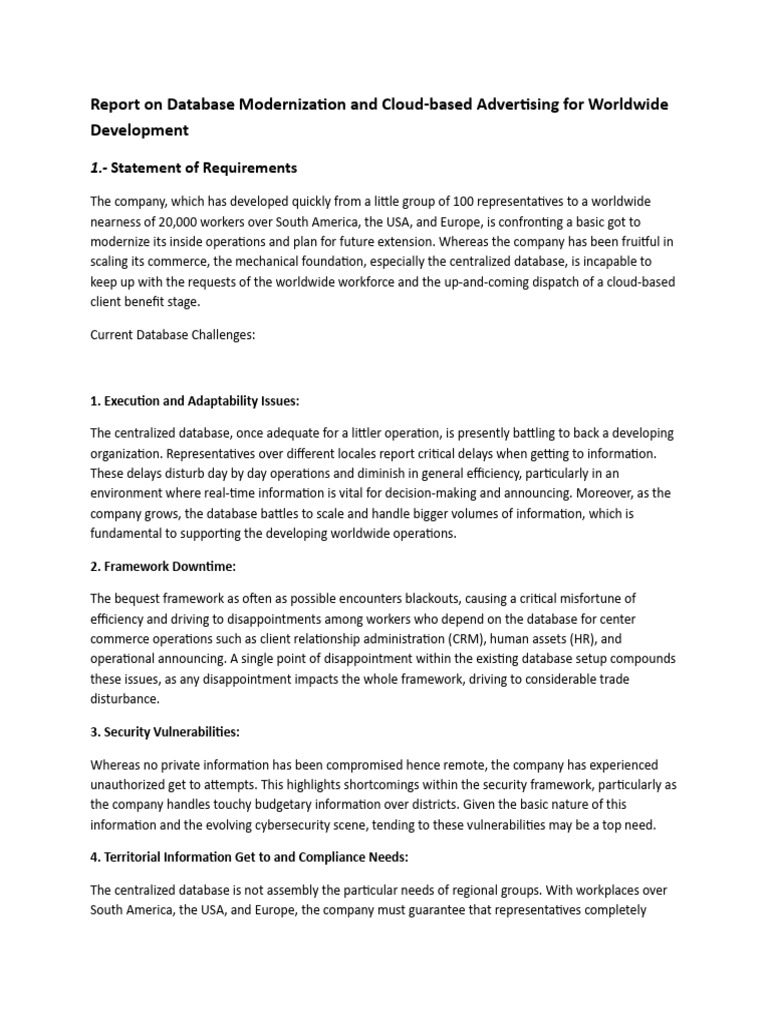Database Modernization & Cloud Strategy Report | PDF | Cloud Computing ...