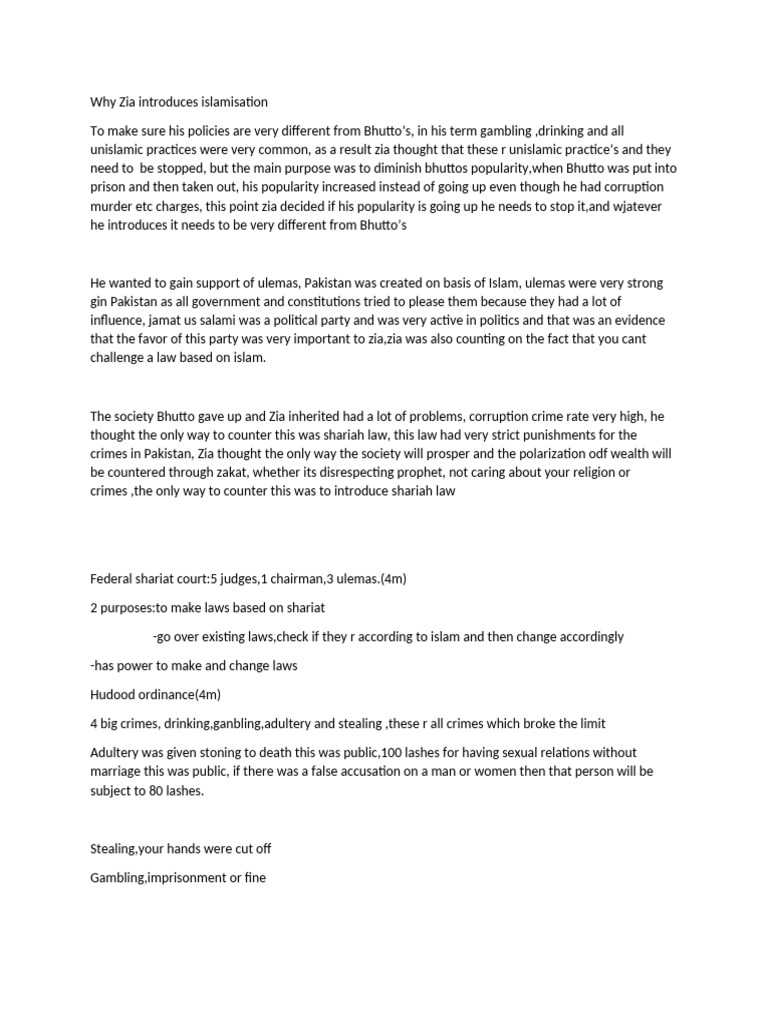 Why Zia Introduces Islamisation | PDF